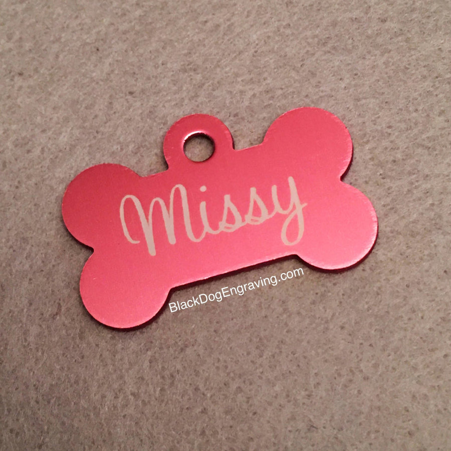 Small Dog Bone Dog Tag – Black Dog Engraving
